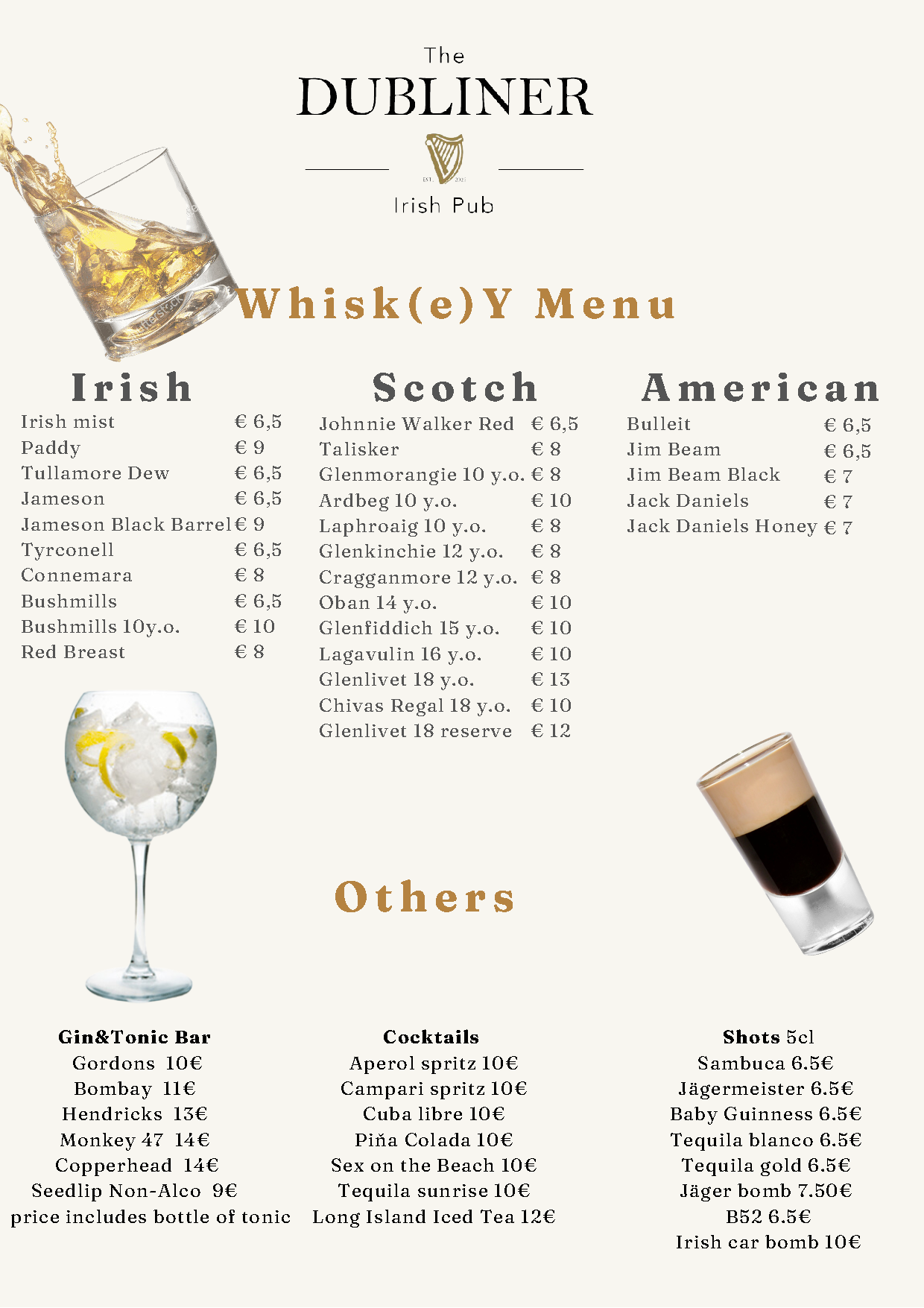 Menu | Dubliner Irish Pub Brussels